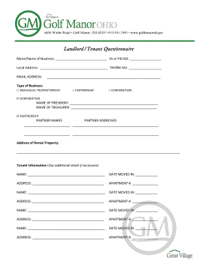 Fillable Online Landlord/Tenant Questionnaire Fax Email Print - pdfFiller