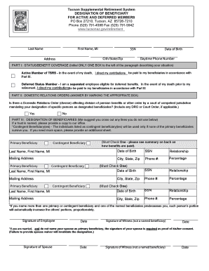 Fillable Online tucsonaz Tucson Supplemental Retirement System Fax ...