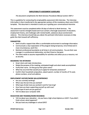 Fillable Online EMPLOYABILITY ASSESSMENT GUIDELINES Fax Email Print ...