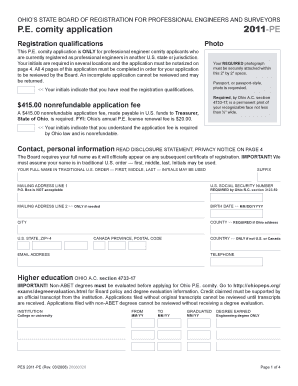 Fillable Online peps ohio OHIO S STATE BOARD OF REGISTRATION FOR ...
