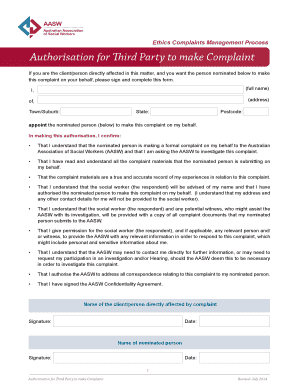 Fillable Online Ethics Complaints Management Process Authorisation for ...