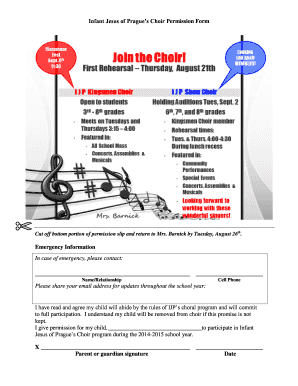 Fillable Online ijpschool Infant Jesus of Prague's Choir Permission ...
