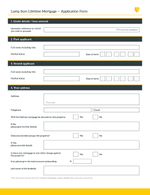 Fillable Online hodgelifetime co Lump Sum Lifetime Mortgage Application Form - Hodge Lifetime ...