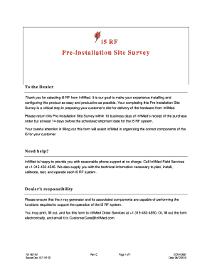 Fillable Online Pre-Installation Site Survey - Varian Medical Systems ...