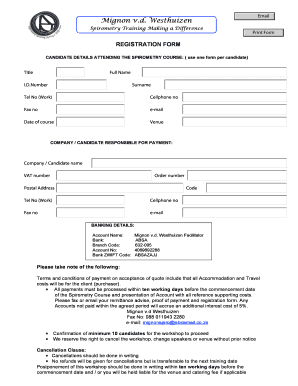 Fillable Online spirometrytraining co REGISTRATION FORM - Spirometry ...