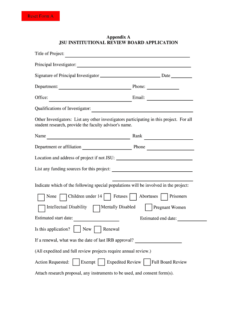 Fillable Online jsu IRB Forms 2.doc Fax Email Print - pdfFiller