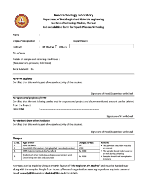 Fillable Online mme iitm ac SPS Requisition Form - Metallurgical and ...