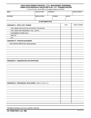 Fillable Online apd army CHILD DEVELOPMENT SERVICES (CDS) MANAGEMENT ...
