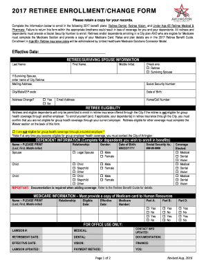 Fillable Online Annual Retiree Benefits Enrollment form Fax Email Print ...