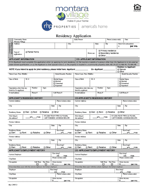 Fillable Online Residency Application - Montara Fax Email Print - pdfFiller