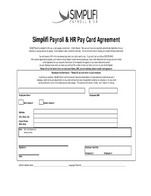 Fillable Online Employee Pay Card Enrollment Form - Simplifi Payroll ...
