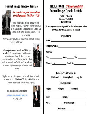 Fillable Online 2016 Formal Image Costume Order Form - A Victorian ...