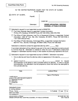 Fillable Online CR-210 KOTZ Order Appointing-Denying Counsel (1-15 ...