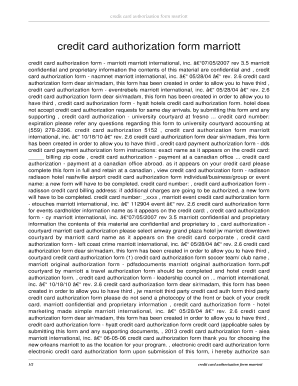 Fillable Online credit card authorization form marriott. credit card ...