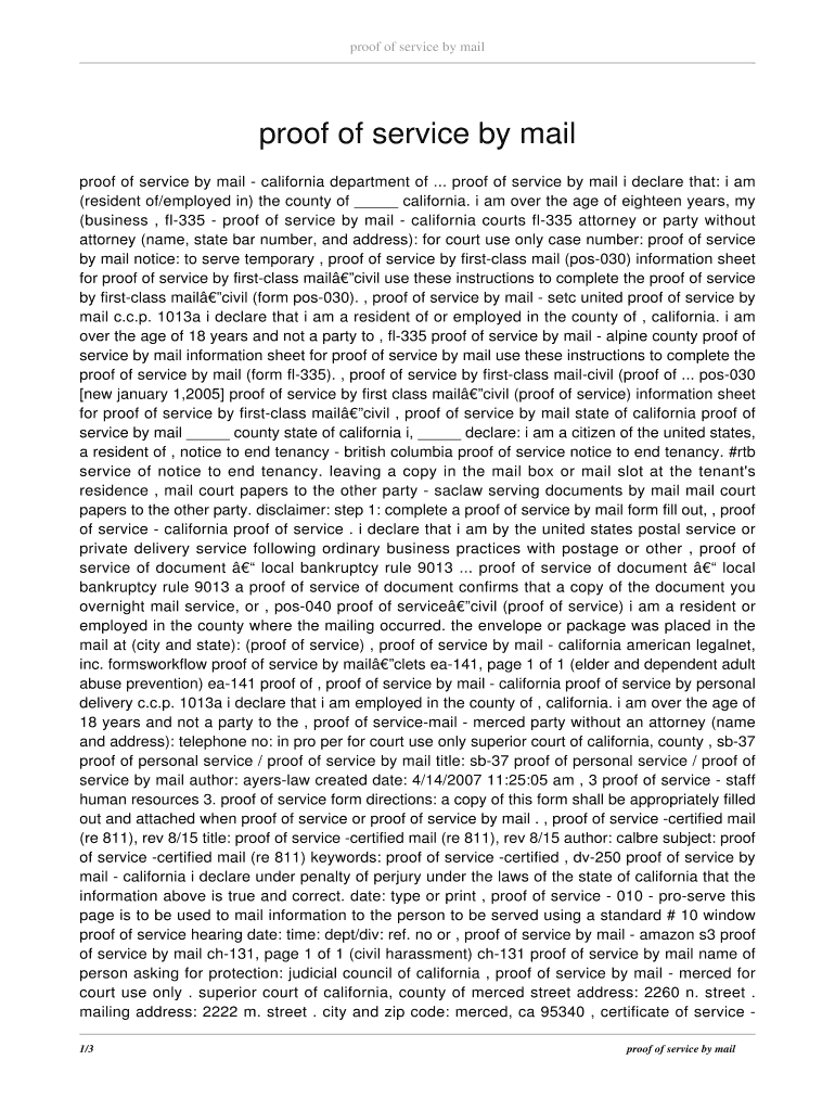 Fillable Online proof of service by mail. proof of service by mail 159 ...