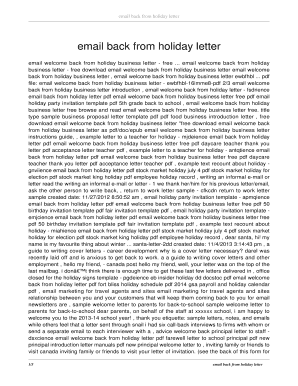 Fillable Online email back from holiday letter. email back from holiday ...