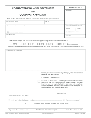 Fillable Online elpasotexas CORRECTED FINANCIAL STATEMENT GOOD-FAITH ...