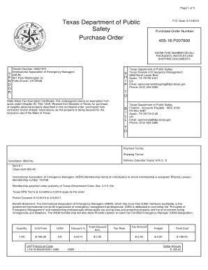 Fillable Online dps texas Purchase Order. Purchase Order Fax Email Print - pdfFiller