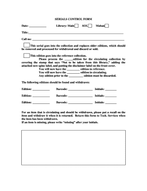 Fillable Online oldhampl SERIALS CONTROL FORM Fax Email Print - pdfFiller