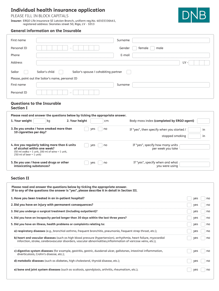 Fillable Online dnb send your application to info dnb.lv Fax Email ...