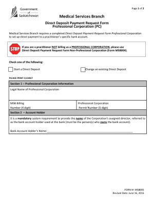 Fillable Online Direct Deposit Payment Request Form. To set up payment ...