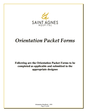 Fillable Online Following are the Orientation Packet Forms to be Fax ...