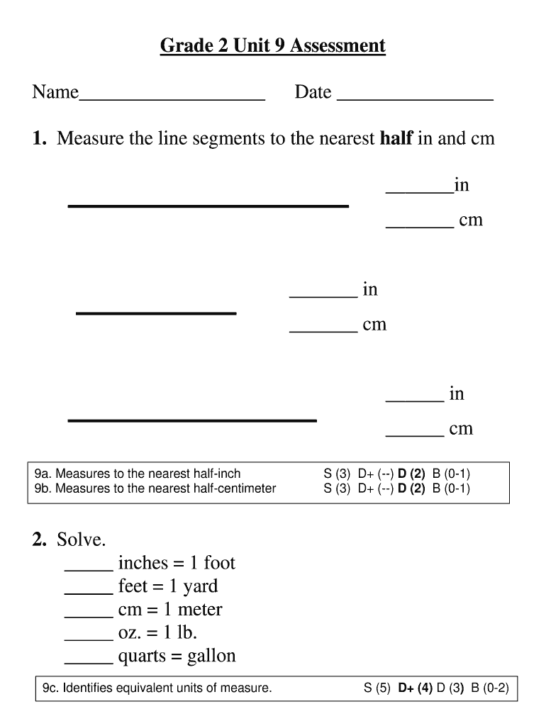 Fillable Online www2 sheboygan k12 wi Grade 2 Unit 9 Assessment Fax Email Print - pdfFiller