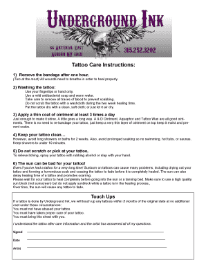 Fillable Online Tattoo Care Instructions: Fax Email Print - pdfFiller