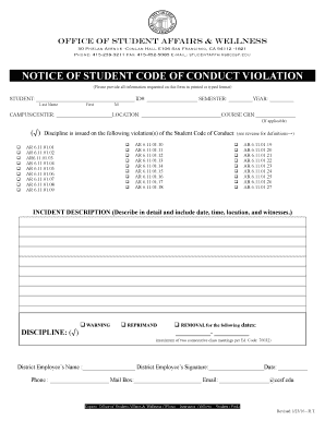 Fillable Online ccsf SCOC Violation Form - ccsf Fax Email Print - pdfFiller
