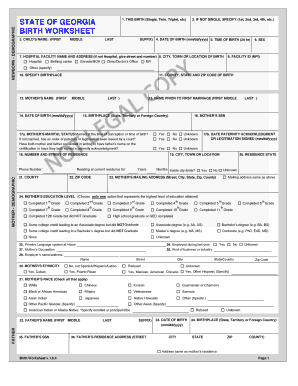 Fillable Online BIRTH WORKSHEET. BIRTH WORKSHEET Fax Email Print ...