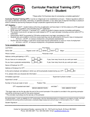 Fillable Online stcloudstate Part I - Student Fax Email Print - pdfFiller