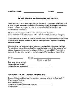 Fillable Online fsd1 DOME Medical authorization and release Fax Email ...
