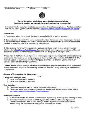 Fillable Online Degree Audit Form for all Master's and Specialist Degree students Fax Email ...
