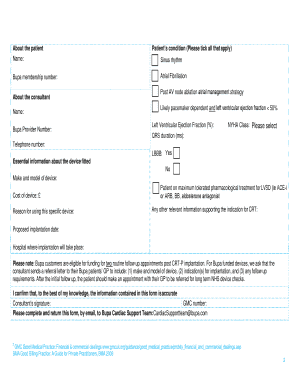 Fillable Online Biventricular pacemaker (CRT-P) Bupa funding request ...
