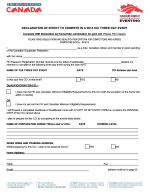 Fillable Online NO - Bromont Concours Complet CCI Fax Email Print ...