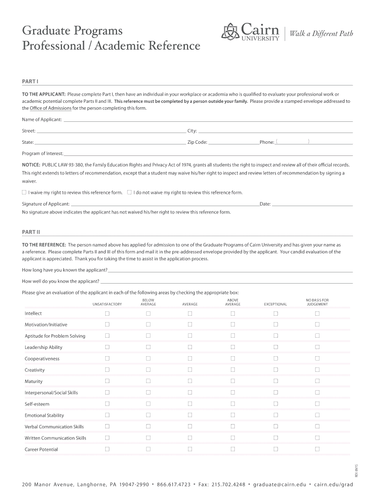 Fillable Online Professional / Academic Reference Fax Email Print ...