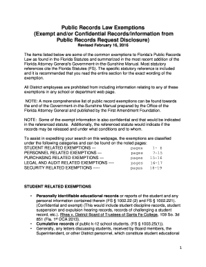 Fillable Online Public Records Law Exemptions Fax Email Print - pdfFiller