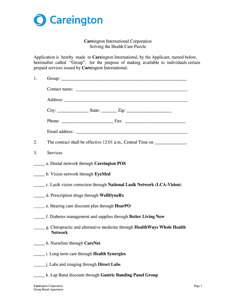Fillable Online Group Retail Agreement - MultiCare Fax Email Print ...