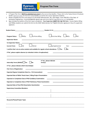 Fillable Online ryerson Program Plan Form Fax Email Print - pdfFiller
