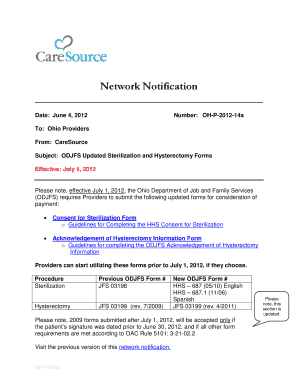 Fillable Online ODJFS Updated Sterilization and Hysterectomy Forms ...