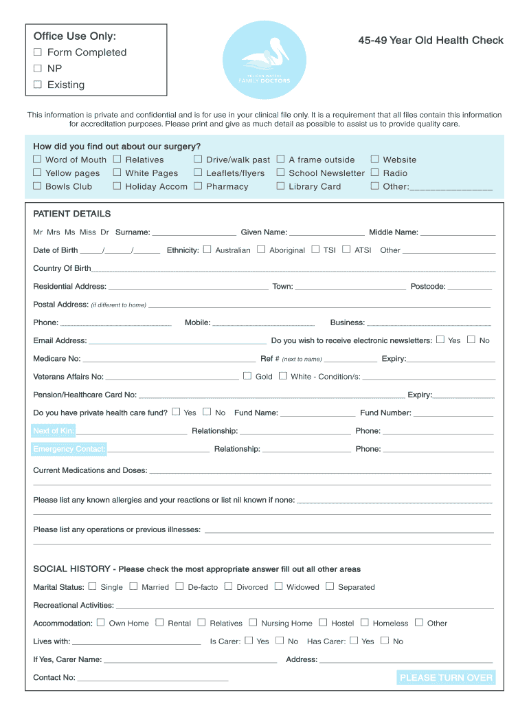 Fillable Online 45-49 Year Old Health Check Fax Email Print - pdfFiller