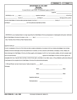 Fillable Online publications usace army ENG FORM 231 Release ...