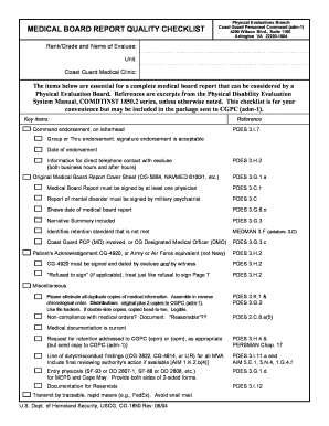 Fillable Online uscg CG1850.PDF. Medical Board Report Quality Checklist ...