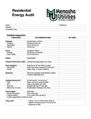 Fillable Online cityofmenasha-wi Energy Audit Form-Menasha ...