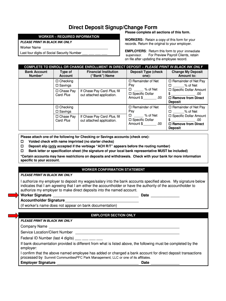 Fillable Online Direct Deposit Signup/Change Form - twincitymhp.com Fax ...