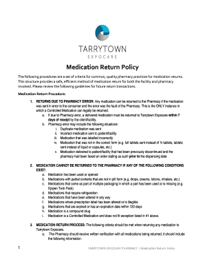 Fillable Online RETURNS DUE TO PHARMACY ERROR: Any medication can be ...