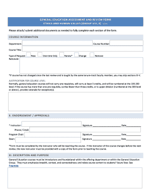 Fillable Online umt GENERAL EDUCATION ASSESSMENT AND REVIEW FORM Fax ...