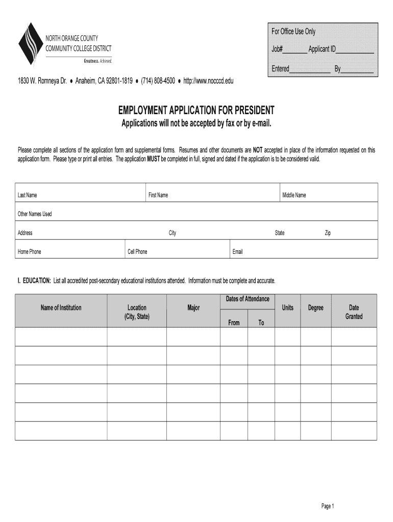 Fillable Online nocccd Job# Applicant ID Fax Email Print - pdfFiller