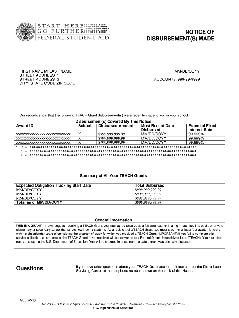 Fillable Online ifap ed DISBURSEMENT(S) MADE - ifap ed Fax Email Print - pdfFiller