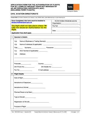 Fillable Online Application for Authorisation of ferry flight Fax Email ...